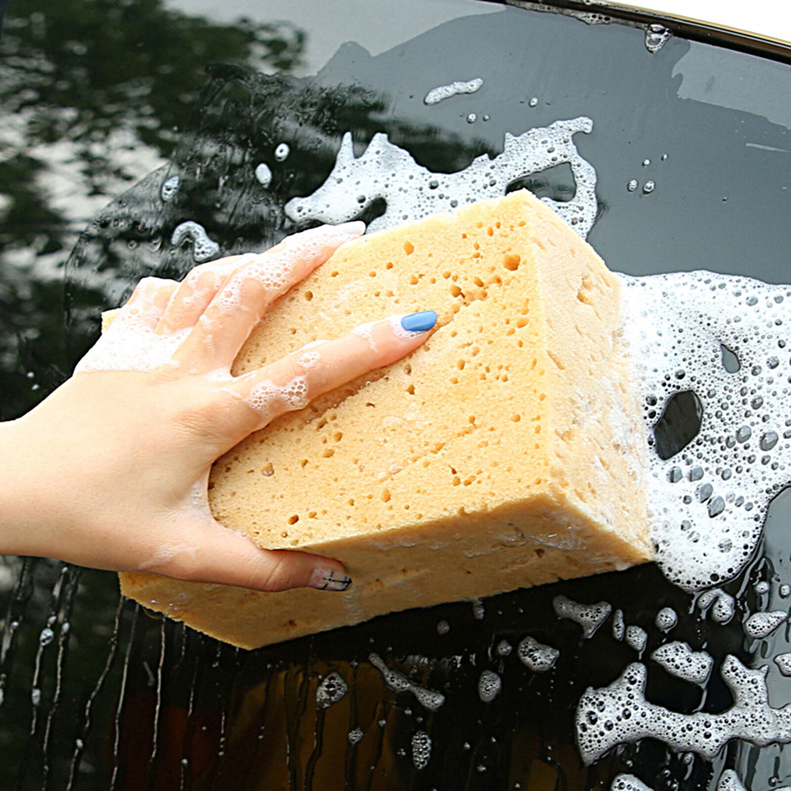1Pc Extra Large Cleaning Honeycomb Coral Car Yellow Thick Sponge Car ...
