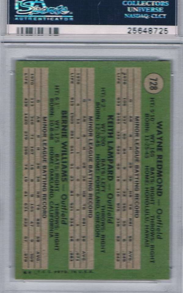 1971 Topps #728 Wayne Redmond / Keith Lampard / Bernie Williams PSA 8 ...