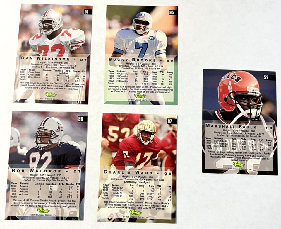 1994 Class Games 4 Sport 1994 Draft Picks #52 Marshall Faulk ...