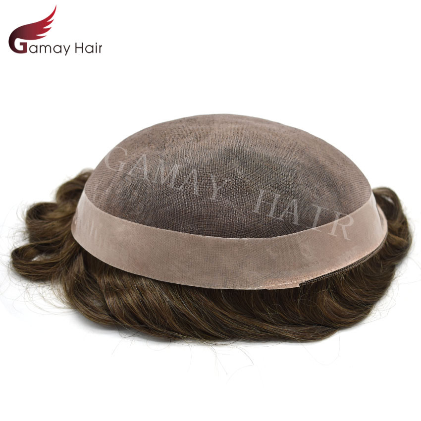 Fine Mono Mens Toupee Hairpiece Poly Monofilament Wig Skin Pu Hair ...
