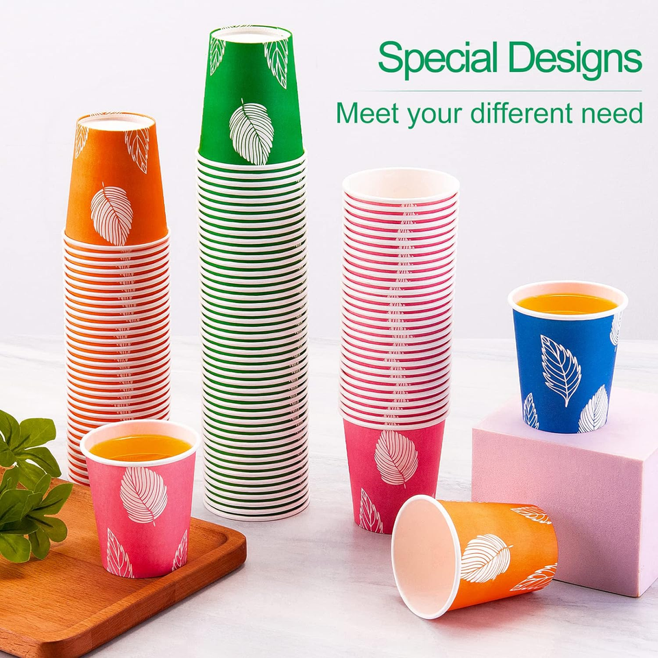500 Pack 5Oz Disposable Paper Cups, Small Disposable Cups, Colorful ...