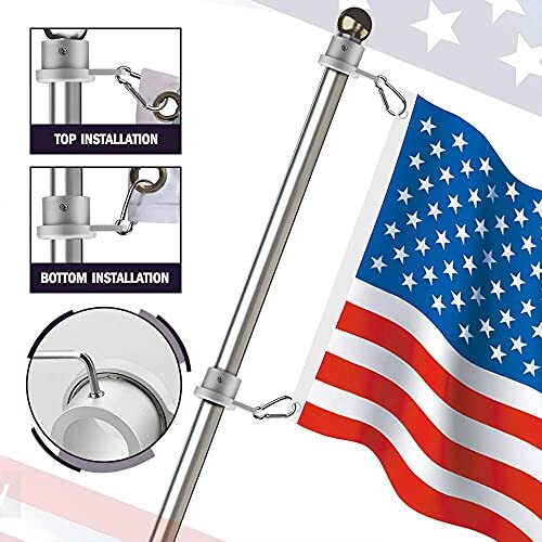Flagpole Ring Set with Bearings, Aluminum Alloy Flag Pole Rings, 360 ...