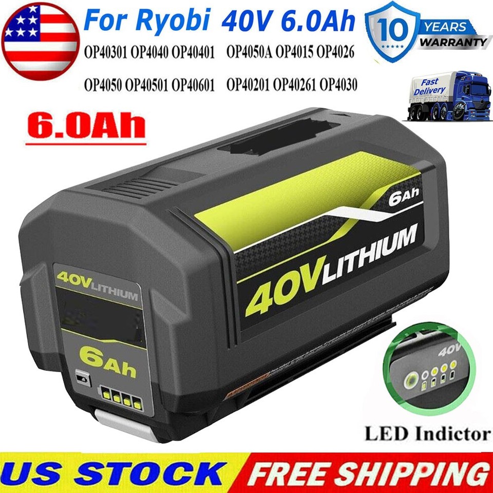 6000mAh For Ryobi 40V Li-ion High Capacity Battery OP40261 OP4026 ...