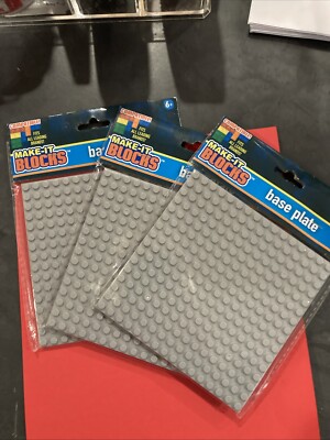 Make-It Blocks 5''x5'' Base Plate Lot of 3 gray - Compatible W/Lego ...