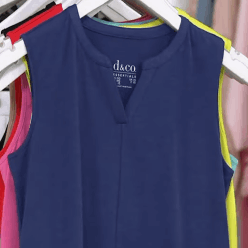Denim & Co Womens 3X Textured Knit Sleeveless Tunic Top Indigo Blue ...