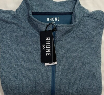 New Rhone Commuter Men's Sweater Stellar Blue Marle Color Size XXL $50. ...