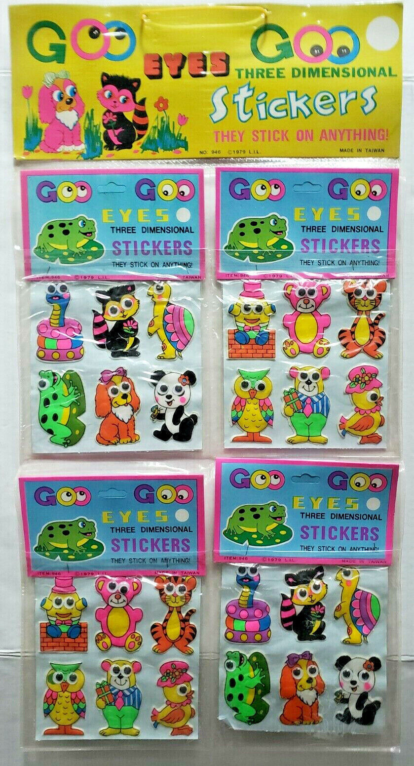 Vintage 1979 Goo Goo Eyes Puffy Stickers Display of 4 Sealed New Old ...