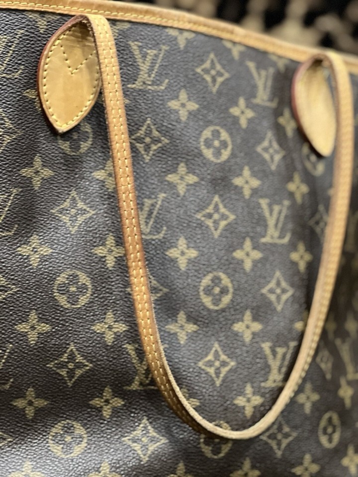 Louis Vuitton Neverfull MM Brown Monogram Beige Interior with Matching ...