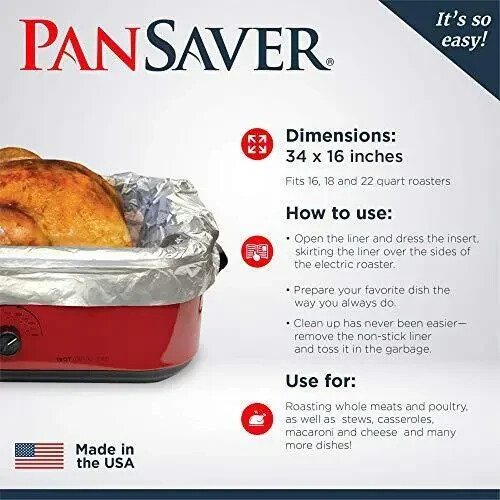 PanSaver Foil Electric Meat Cooking Roaster Protective Oven Liners Fits ...