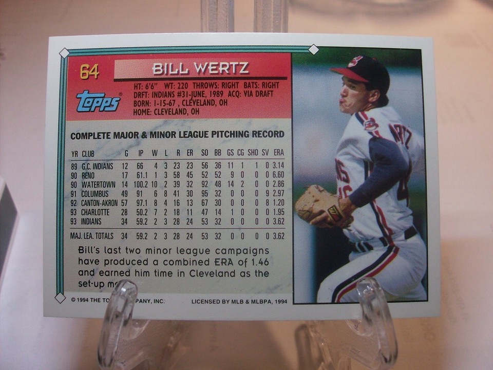 1994 Topps Gold #64 - Bill Wertz - Cleveland Indians 94-354 | eBay