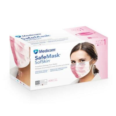 MEDICOM SOFSKIN 50 PCS 3PLY PREMIER FACE MASK ASTM LEVEL 1 PFE & BFE 95 ...