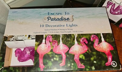 3 Sets Pink Flamingo String Lights 7.5' Strand Indoor Outdoor New ...