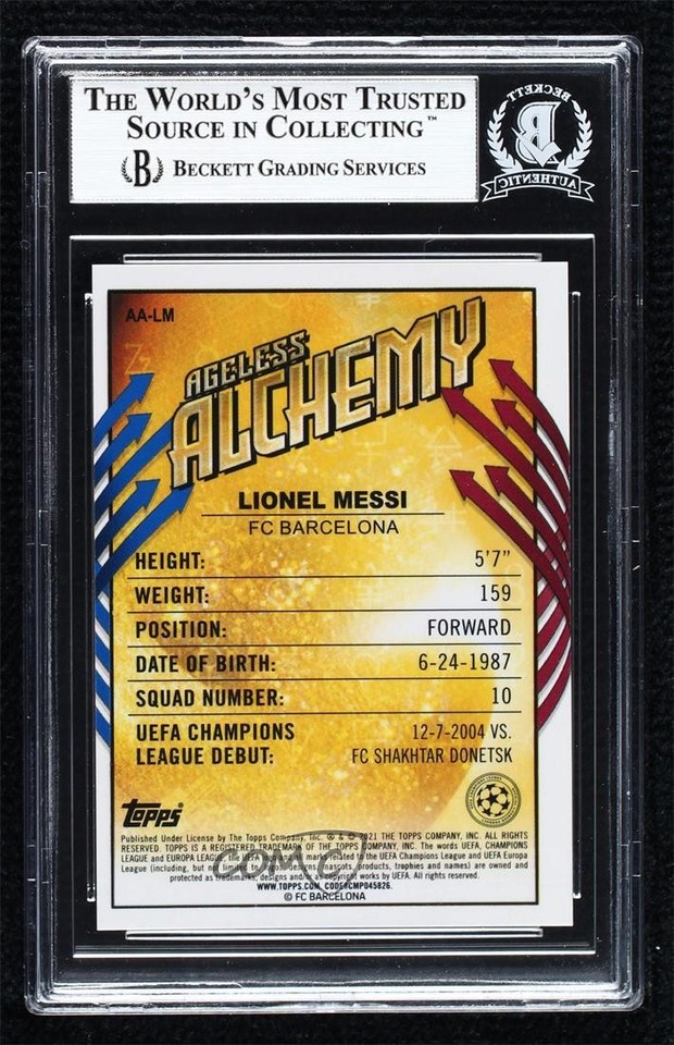 BAS 2020-21 Merlin Collection Chrome UCL Ageless Alchemy Lionel Messi ...
