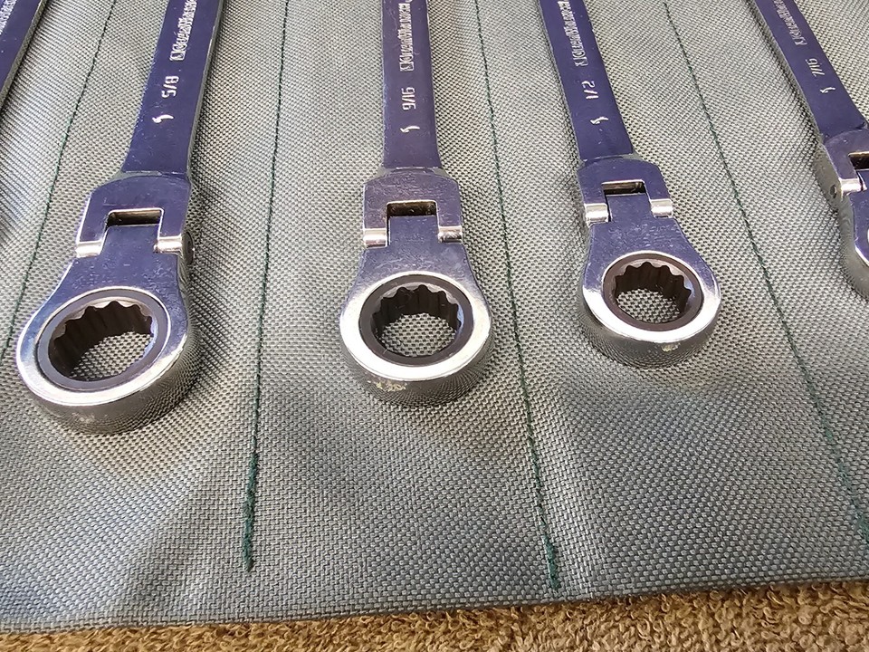 Gearwrench Ratcheting Angle Wrench Set Sae 3/4 11/16 5/8 9/16 1/2 3/8 5 ...