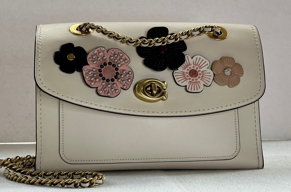 Coach Parker Refined Calf Leather Bag - Custom Tea Rose Appliqué ...
