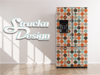 Dim Red Blue White Spot Dot Pattern Fridge Freezer Wrap Side Door Vinyl ...