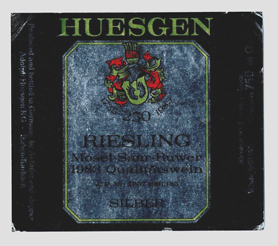 1983 Huesgen Riesling Silber Mosel Saar Ruwer German Wine Label ...