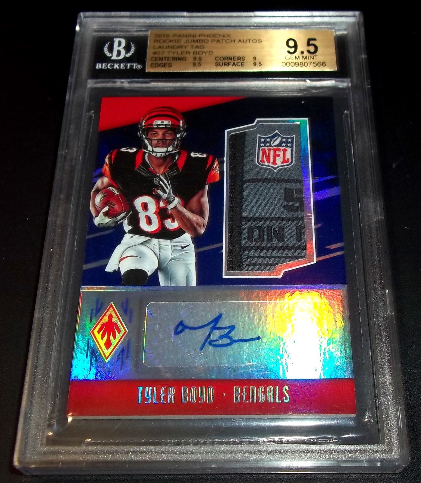 Tyler Boyd Auto 1/1 BGS 9.5 10 Autograph Rc 2016 NFL Shield Jersey ...