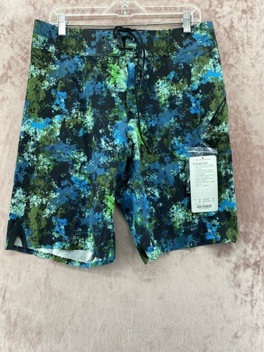 Lululemon El Current Mens Board Short Surf Swim Trunks Green Abstract ...