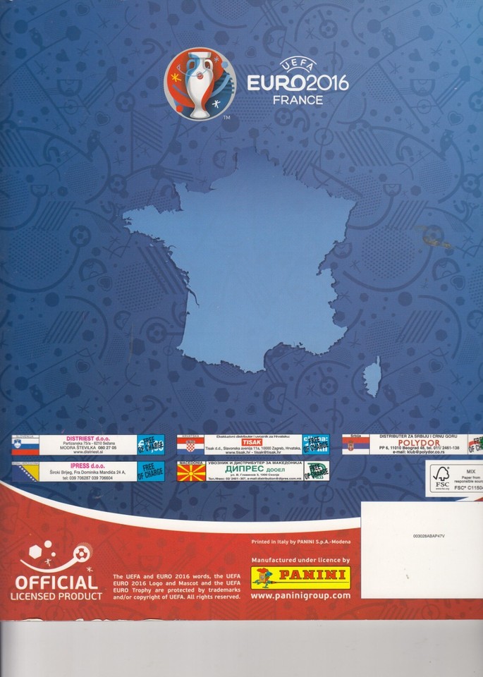 PANINI UEFA EURO 2016 FRANCE OFFICIAL STICKER ALBUM OF FOOTBALL + 6 ST ...