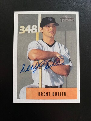 Brent Butler Signed 2002 Bowman Heritage #400 Card Colorado Rockies ...