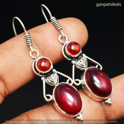 Garnet Gemstone Ethnic Handmade Drop Dangle Earrings Jewelry 8 GM GE ...