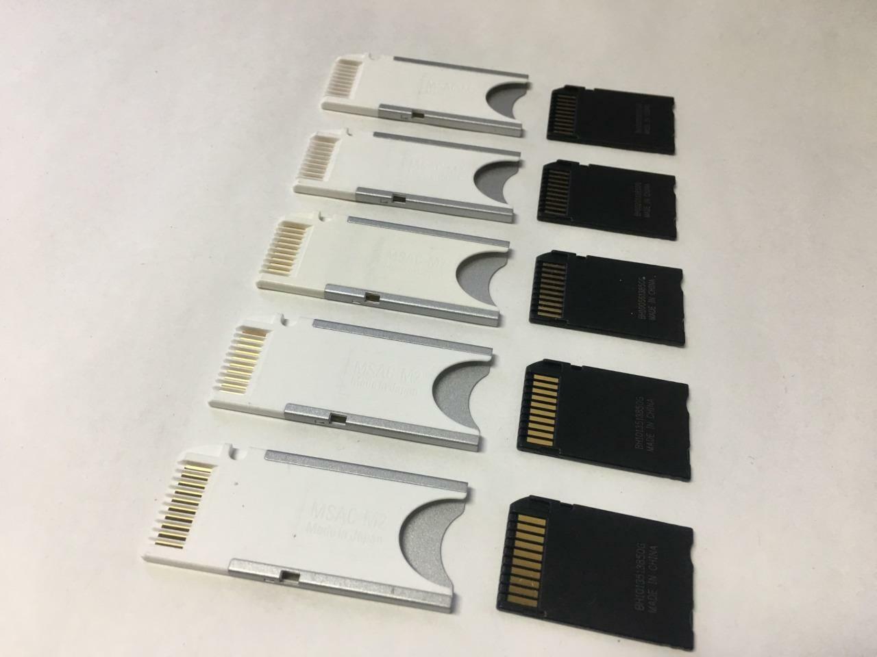LOT OF 5 X 4GB SONY PRO DUO CARD MAGICGATE + MSAC-M2 ADAPTER MEMORY ...