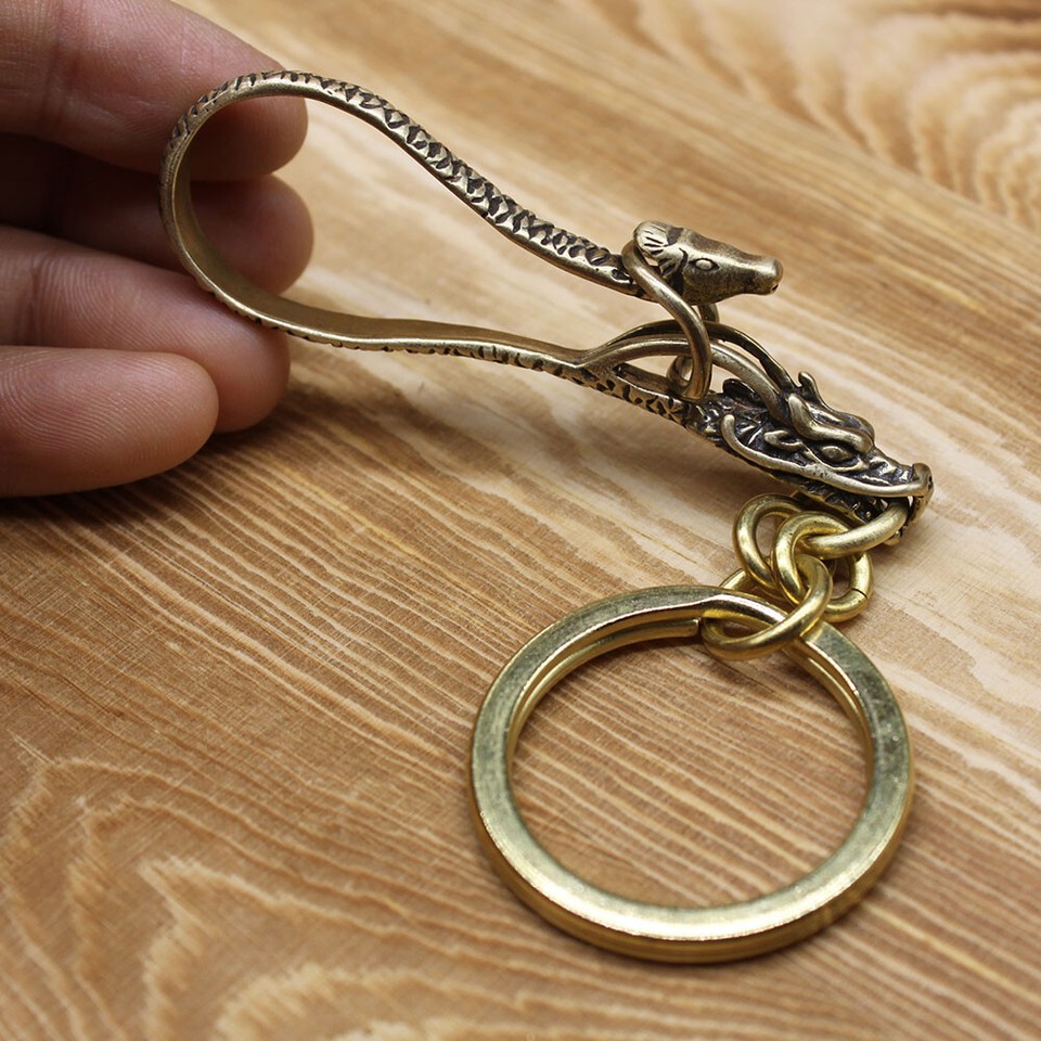 Solid Brass Keychains Pants Belt Clip Bag Car Keyrings Key Chain Holder ...