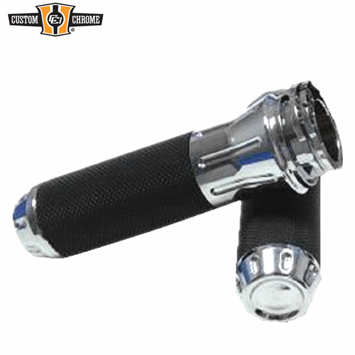 Cable Style Cobra Custom Hand Grip Set Chrome w/ Black Rubber For ...