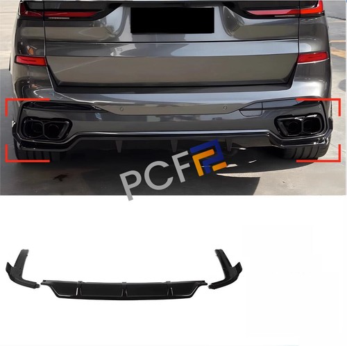 Fit For BMW X7 G07 2023-24 Glossy black Rear Bumper Diffuser Spoiler ...