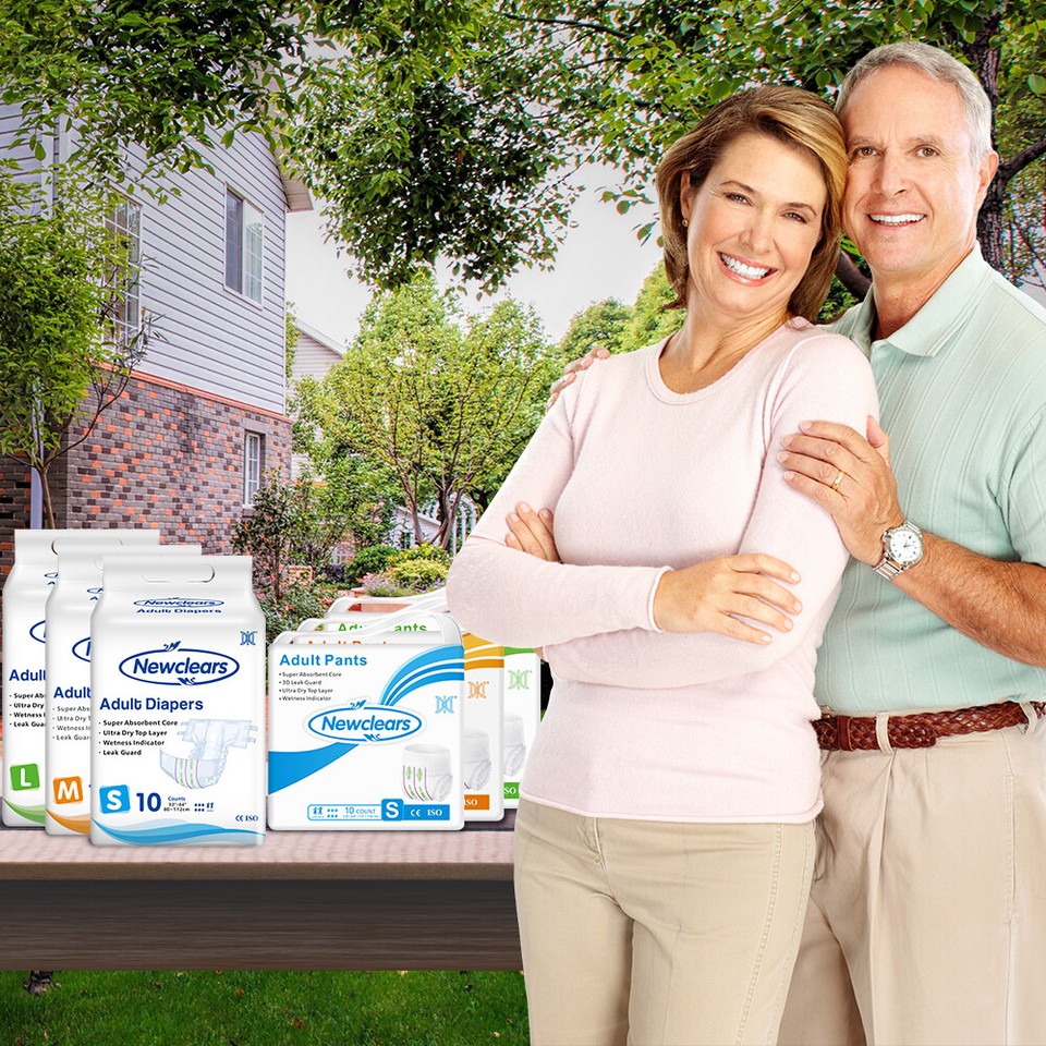 Newclears Adult Incontinent Diapers with Tabs Cotton Breathable Men ...