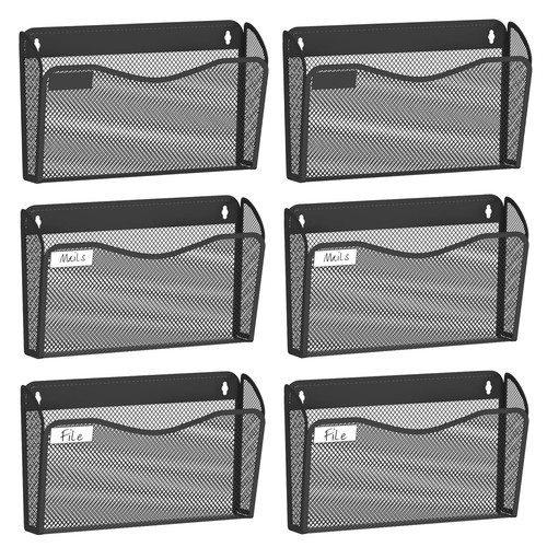 Wall File Organizer Mesh Hanging 6 Single Pockets Document Magazine ...