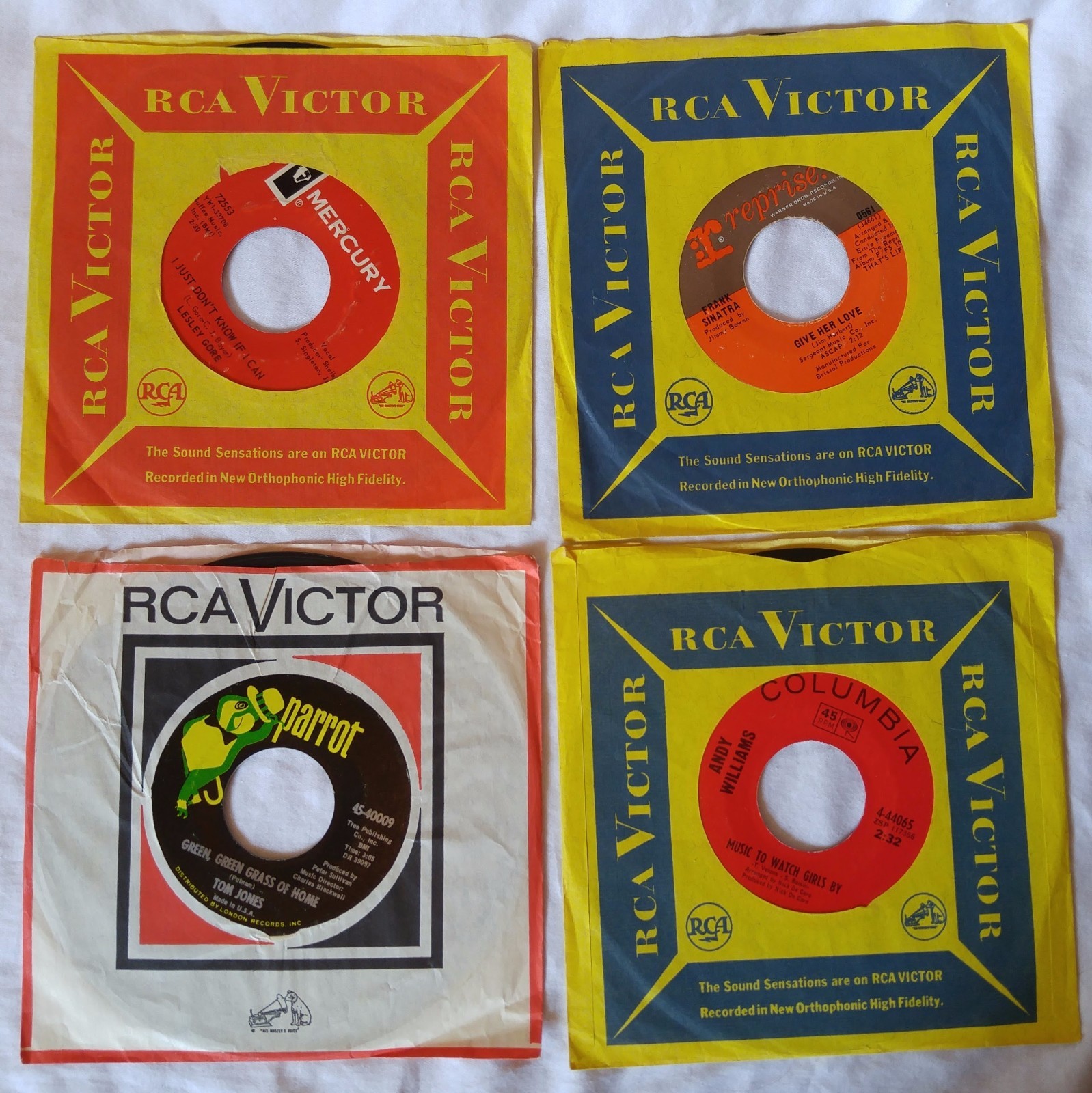 Vintage 45 rpm Record Sleeves - Lot of 11 Sleeves includes 8 Assorted ...