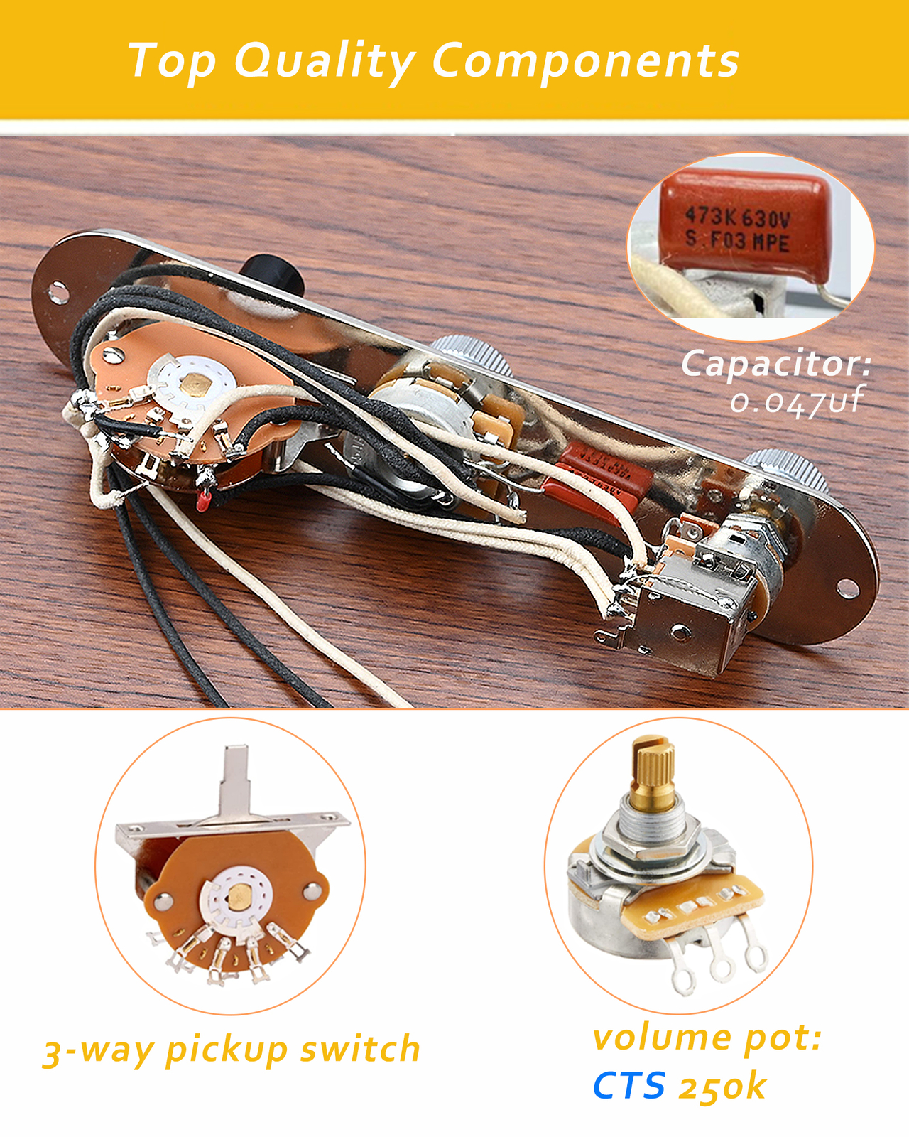 Loaded Prewired Control Plate Assembly CTS Pot for Telecaster Tele TL ...