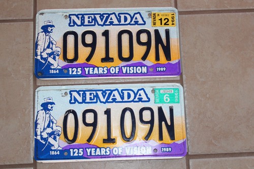 A PAIR OF NEVADA 125 YEARSOF VI SION LICENSE PLATES EXC CONDITION ...