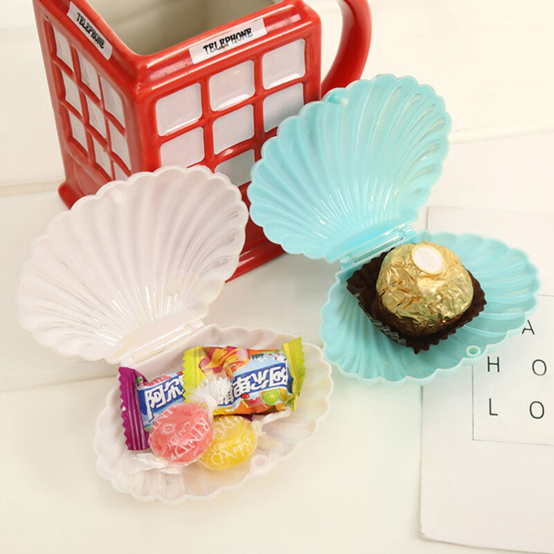 1Pc Colorful Cute Shell Plastic Candy Box MakeUp Jewelry Storage Boxes ...