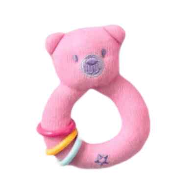 American Girl BITTY BABY Doll RATTLE TOY 5" Teddy Bear & Rings ...