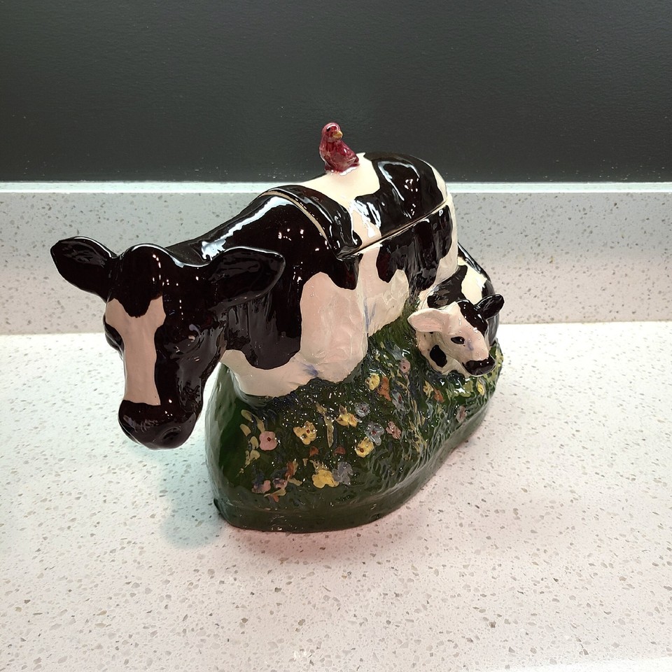 Vintage Rare Rick Wisecarver Pottery Cow Calf Cookie Jar Signed ...