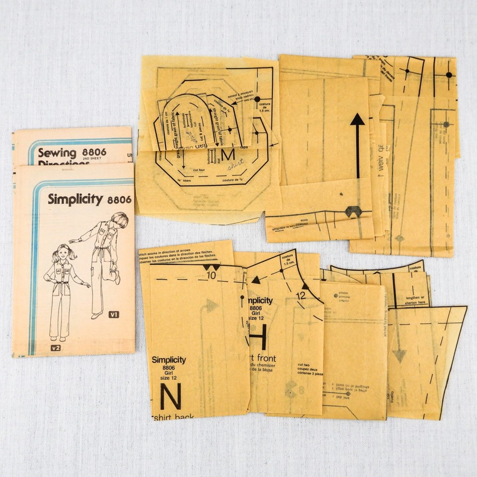 VTG 1970s Simplicity Pattern 8806 Girls Button-Up Shirt & Cargo Pants ...