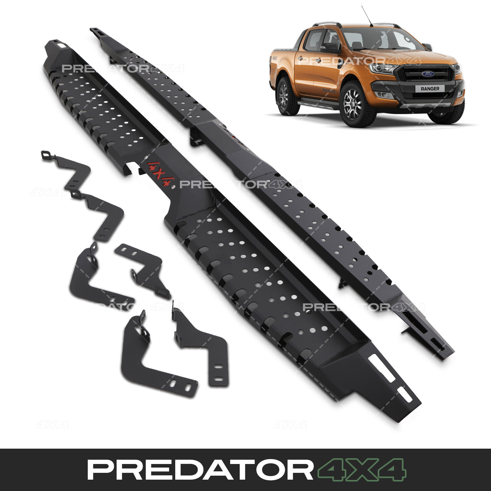 RUNNING BOARD SIDE STEPS FOOT RAILS FOR FORD RANGER DOUBLE CAB T6 T7 T8 ...