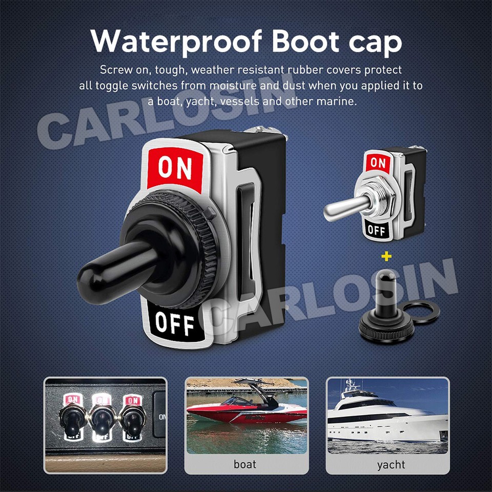 5x Waterproof Toggle Flick Switch 12V ON/OFF Car Dash Light Metal 12 ...