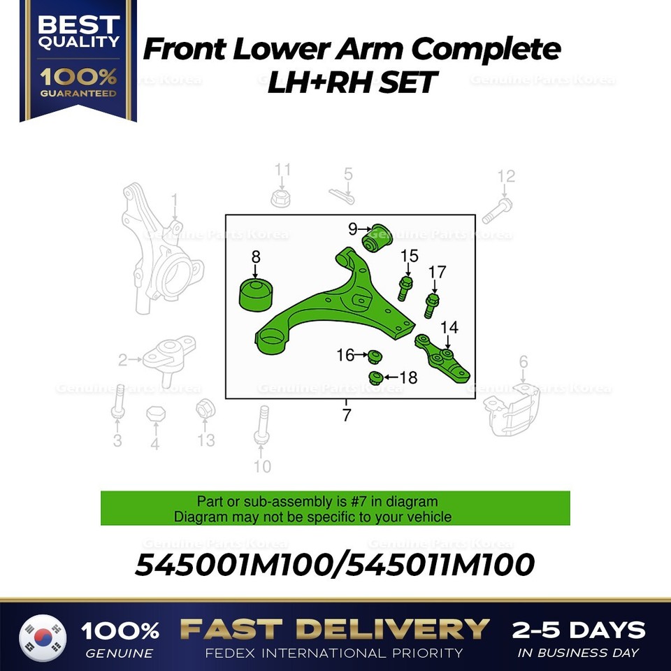 ⭐Genuine⭐ Front Lower Arm Complete LH RH SET 545001M100 545011M100 for ...