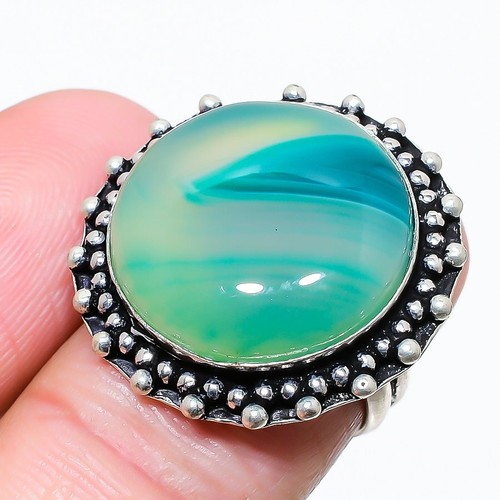 Green Lace Agate Gemstone 925 Sterling Silver Jewelry Ring Size 6.5 ...