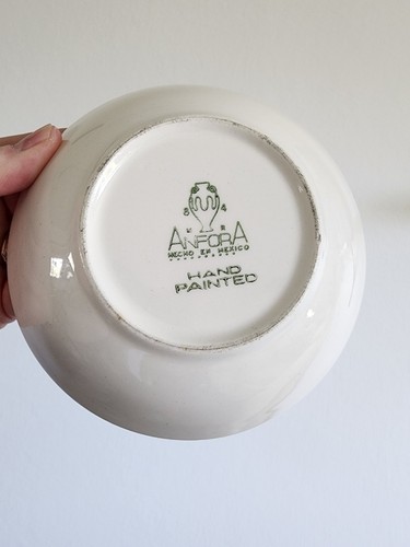 Vintage Anfora Puebla Pottery Mexico Hand Painted Blue & White Bowl 5. ...
