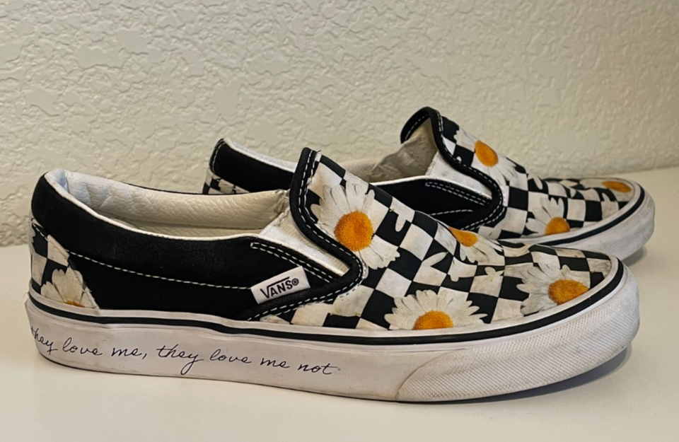 Vans Slip On Checkerboard Daisy Love Me Love Me Not Womens 7 | eBay