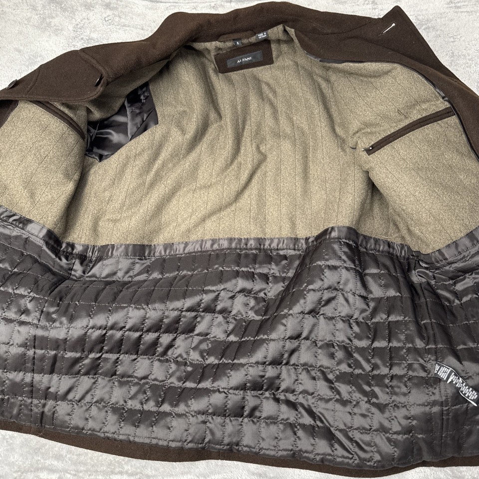 Alfani Tan Wool Blend Pockets Long Sleeve Button Front Mens coat Size S ...