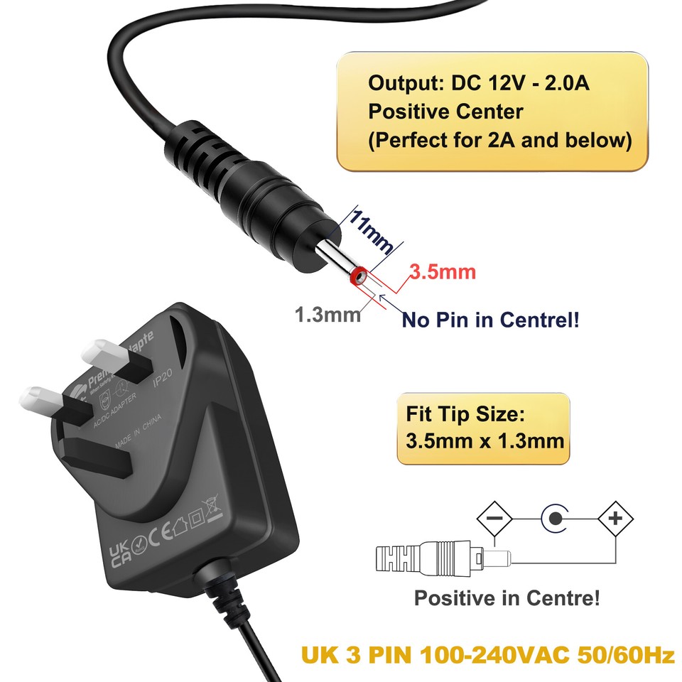 12V 2A Replacement AC Adaptor Charger for GEOBOOK 110 Geo Book Laptop ...