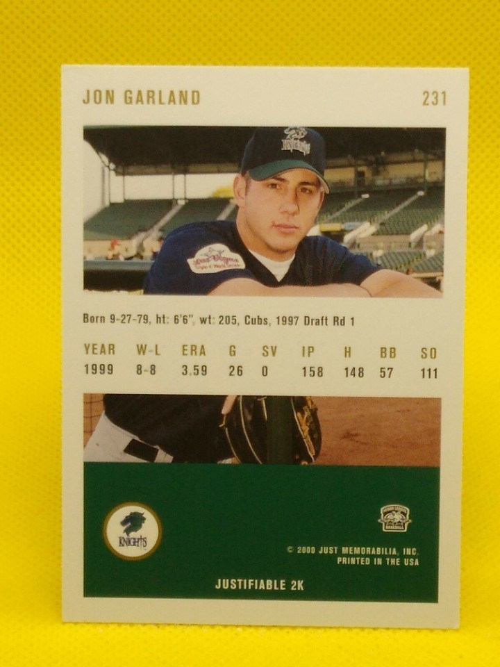 Jon Garland 2000 Just Minors #231 (PERSONAL AUTOGRAPH) Chicago White ...