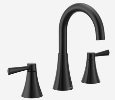 Moen 84312BL Mikah Two Handle Widespread Lavatory Faucet in Matte Black ...