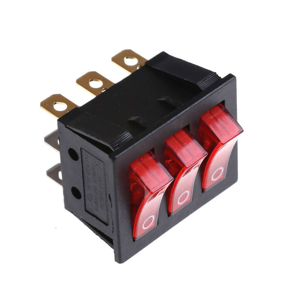 KCD3 34*40 Big Rocker Switches With Red Light Three-Way Switch 9 Pin 2 ...